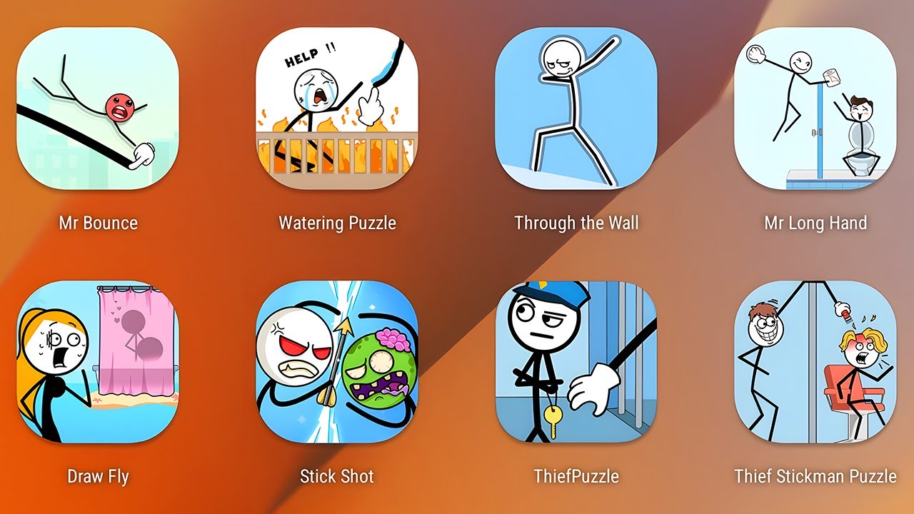Mr Bounce, Watering Puzzle,Through The Wall,Mr Long Hand,Draw Fly ...