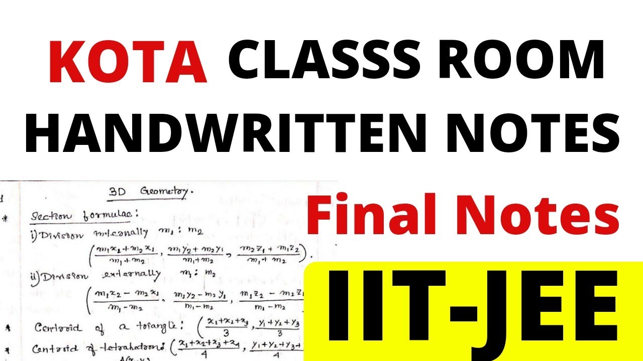 jee 21| Kota Class Room Hand Written Mathematics Notes For IIT-JEE 2021 ...