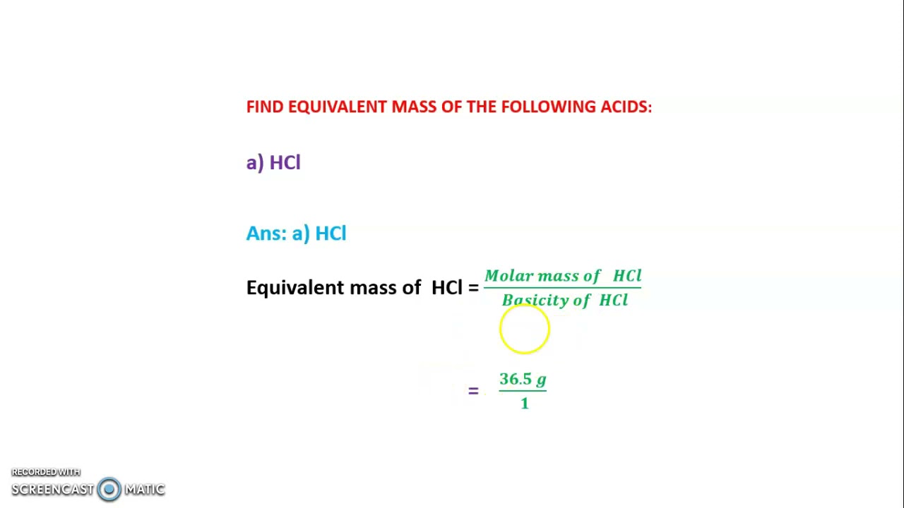 EQUIVALENT MASS OF AN ACID PART 1 - YouTube
