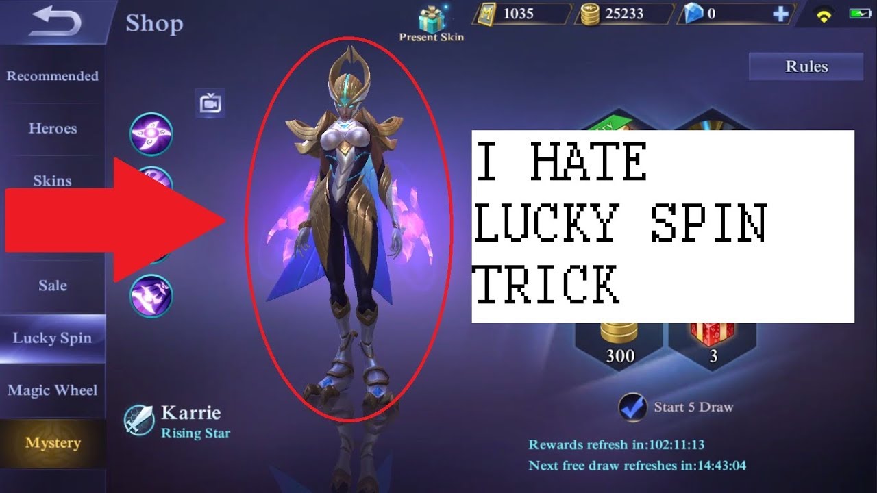 Spend 1000 ticket for Karrie skin Rising Star - Luck Spin Mobile ...