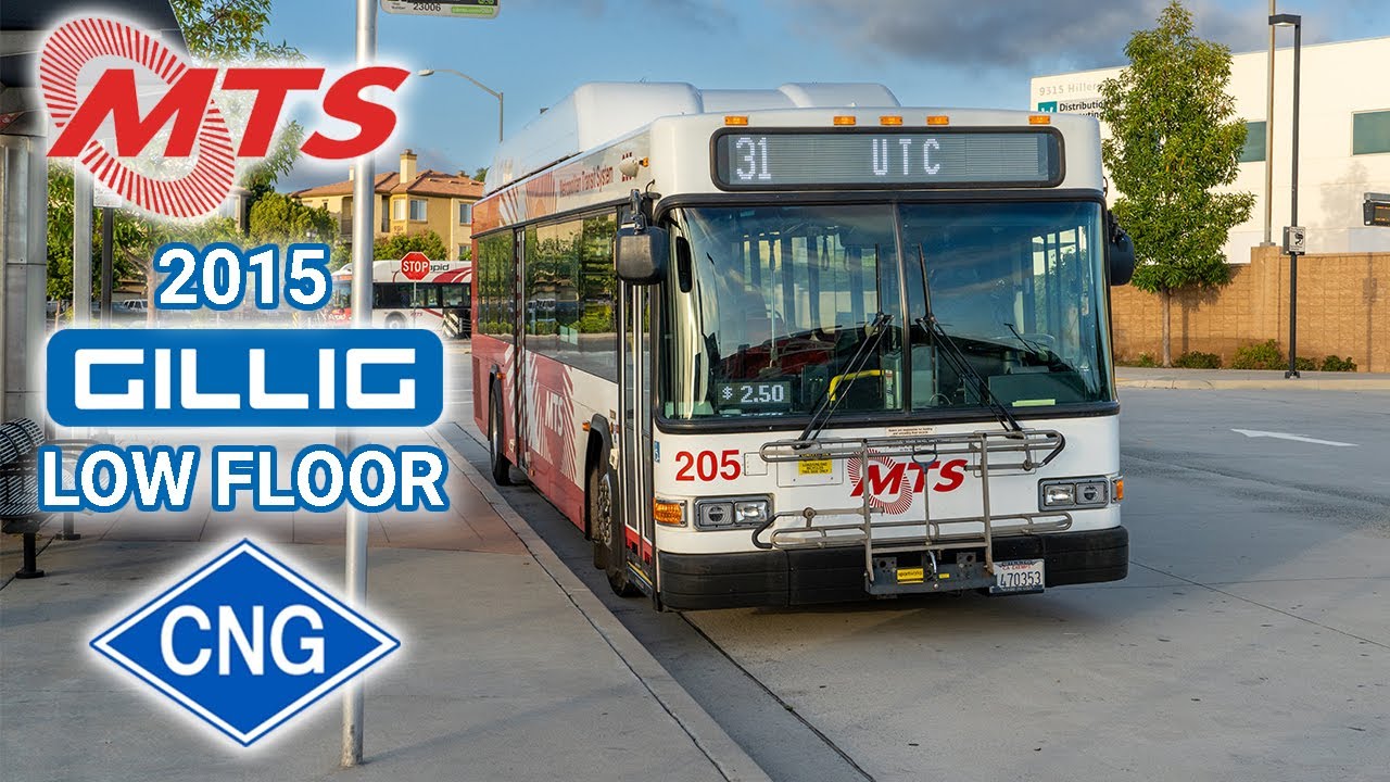 San Diego MTS Gillig Low Floor CNG 205 Bus Ride - YouTube