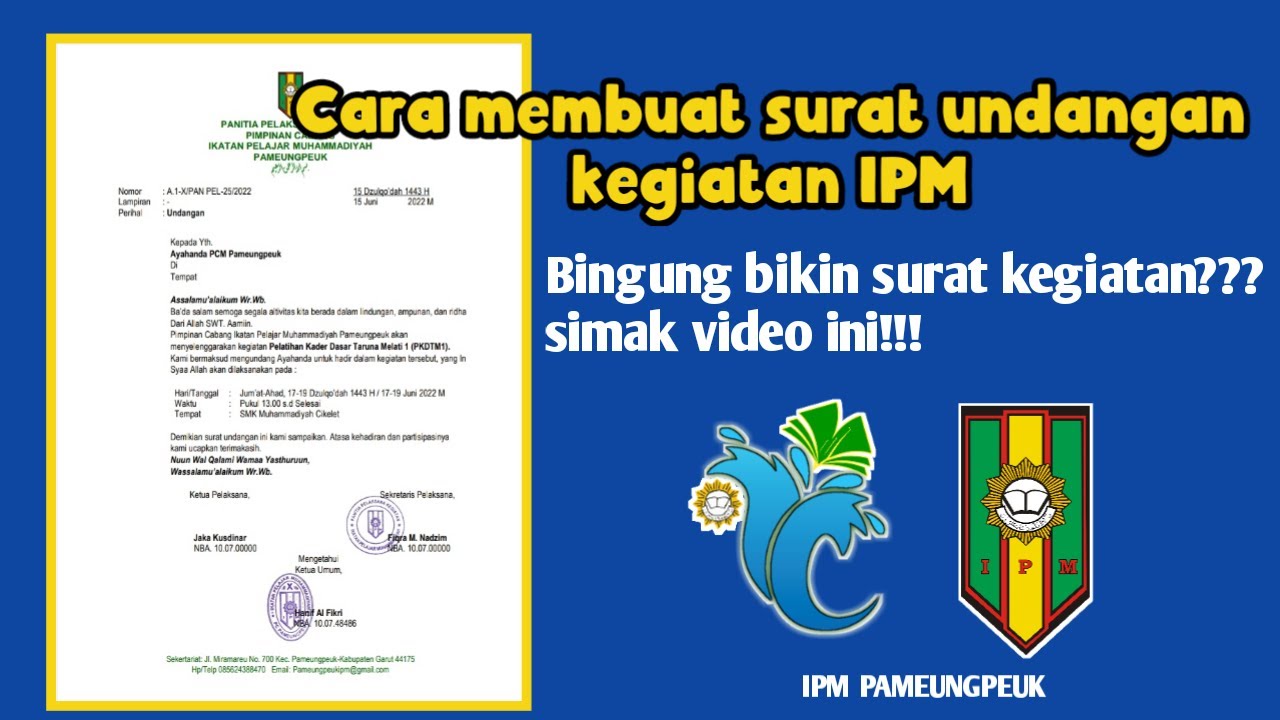 Cara membuat surat undangan kegiatan Ikatan Pelajar Muhammadiyah (IPM ...
