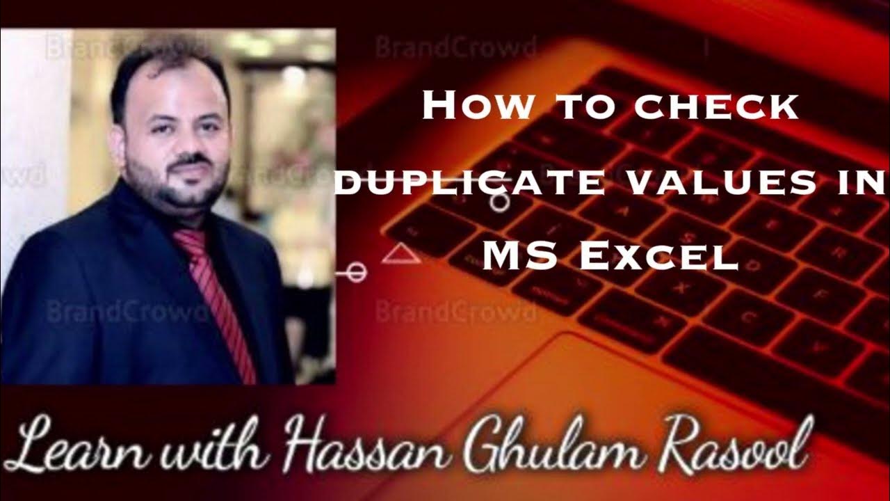 How to check duplicate values in MS Excel - YouTube
