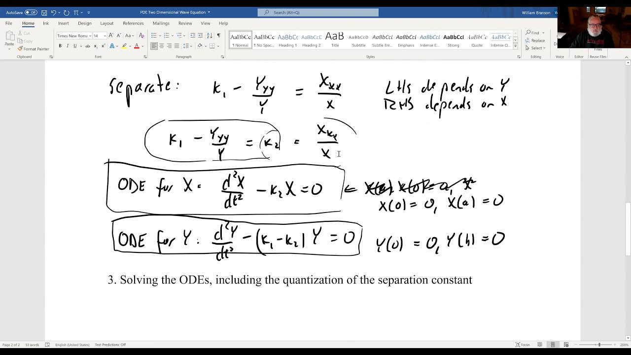 PDE Two Dimensional Wave Equation - YouTube