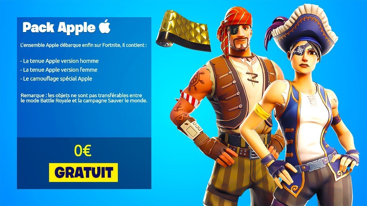 🔥 NOUVEAU PACK DE SKIN GRATUIT "APPLE" SUR FORTNITE ! - YouTube