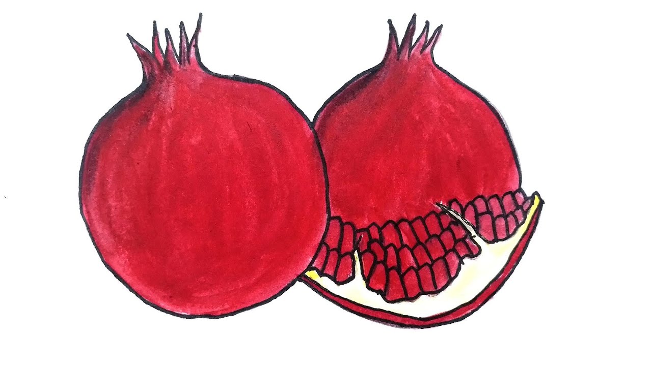 How to draw pomegranate easy with colour | pomegranate fruit | Armiiat ...