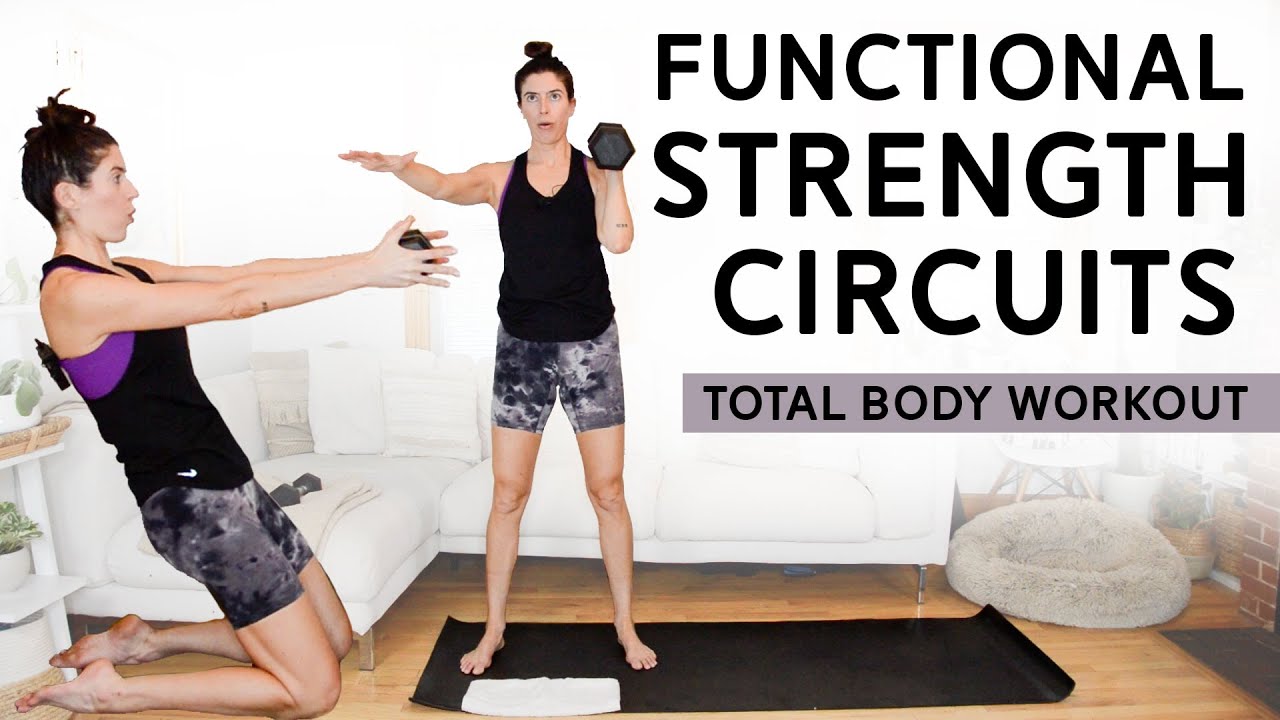 Total Body Functional Circuits Workout (46 Mins) - Single Heavy & Single Medium Weights - YouTube