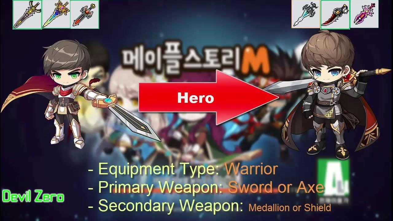 [MapleStory M] REMASTERED - Hero 1st~4th Job Skills Showcase - YouTube