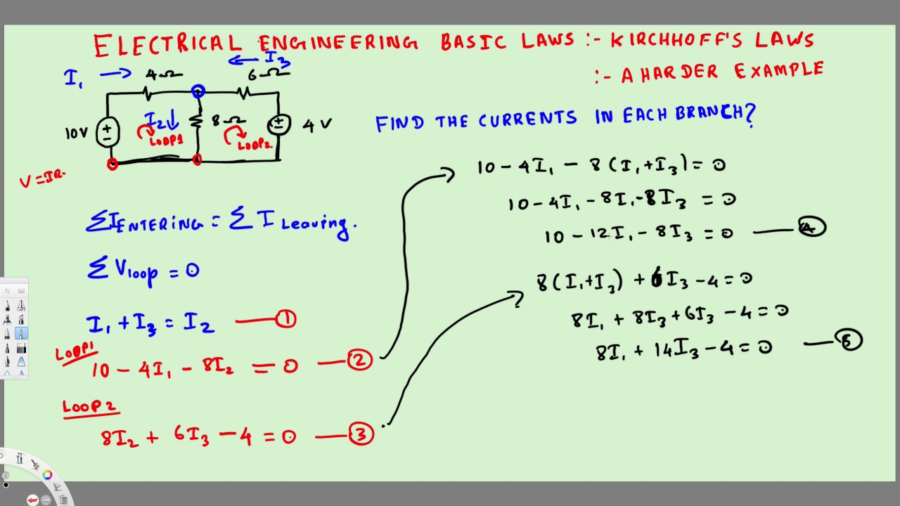 Electrical Engineering - Basic Laws - Kirchhoff's Laws - A Harder ...