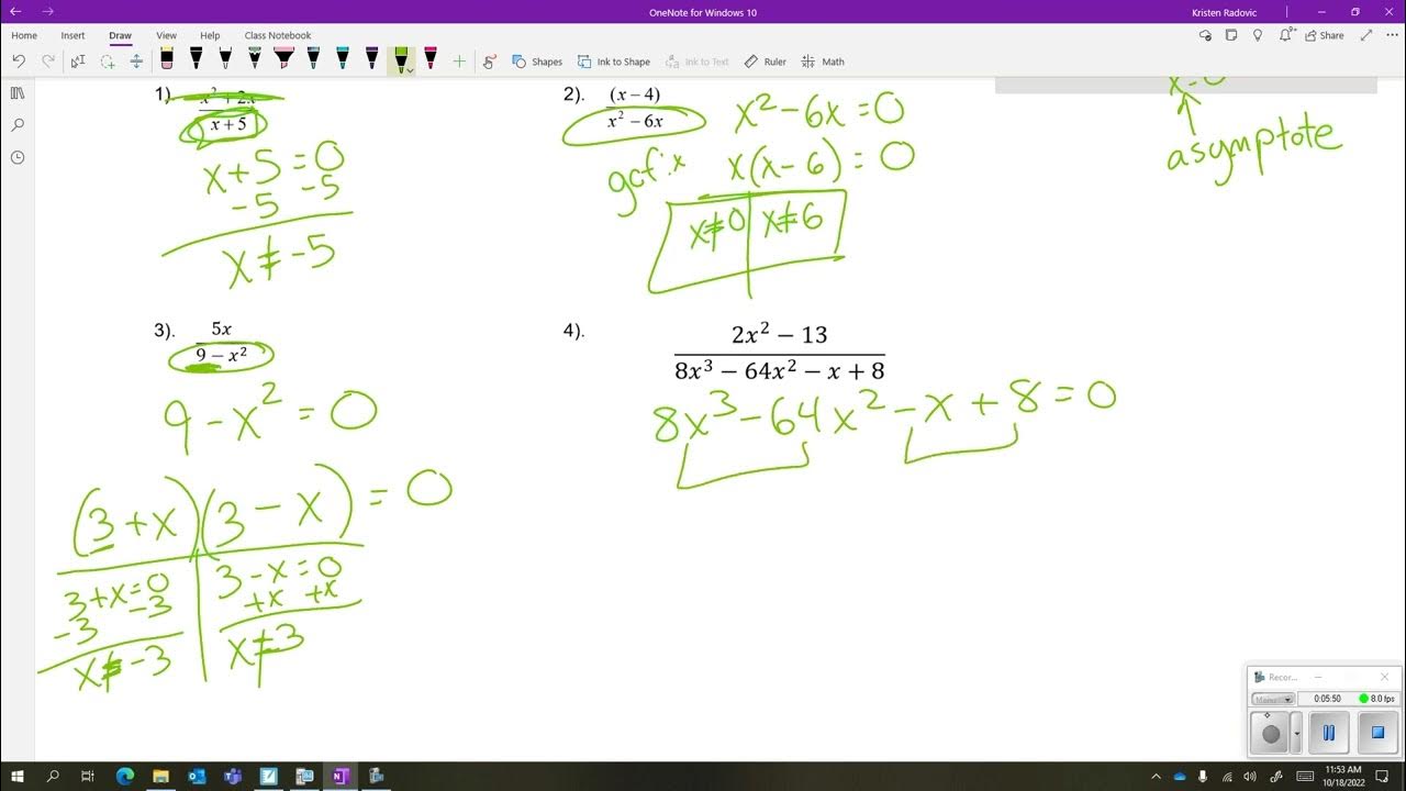 Determining when Rational Expressions are Undefined - YouTube