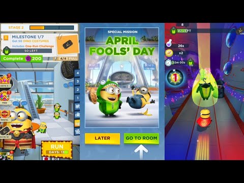 Minion Rush Special Mission April Fool's Day Collecting Dino Costumes ...