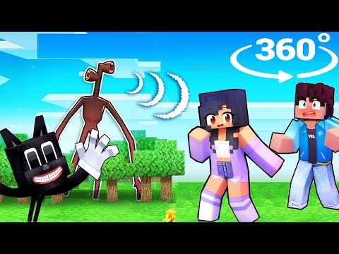 Aphmau saving friends from Siren Head and Cartoon Cat - Minecraft 360°