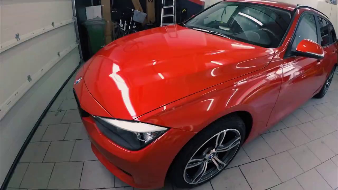BMW F31-3m dragon fire red color change wrap - YouTube