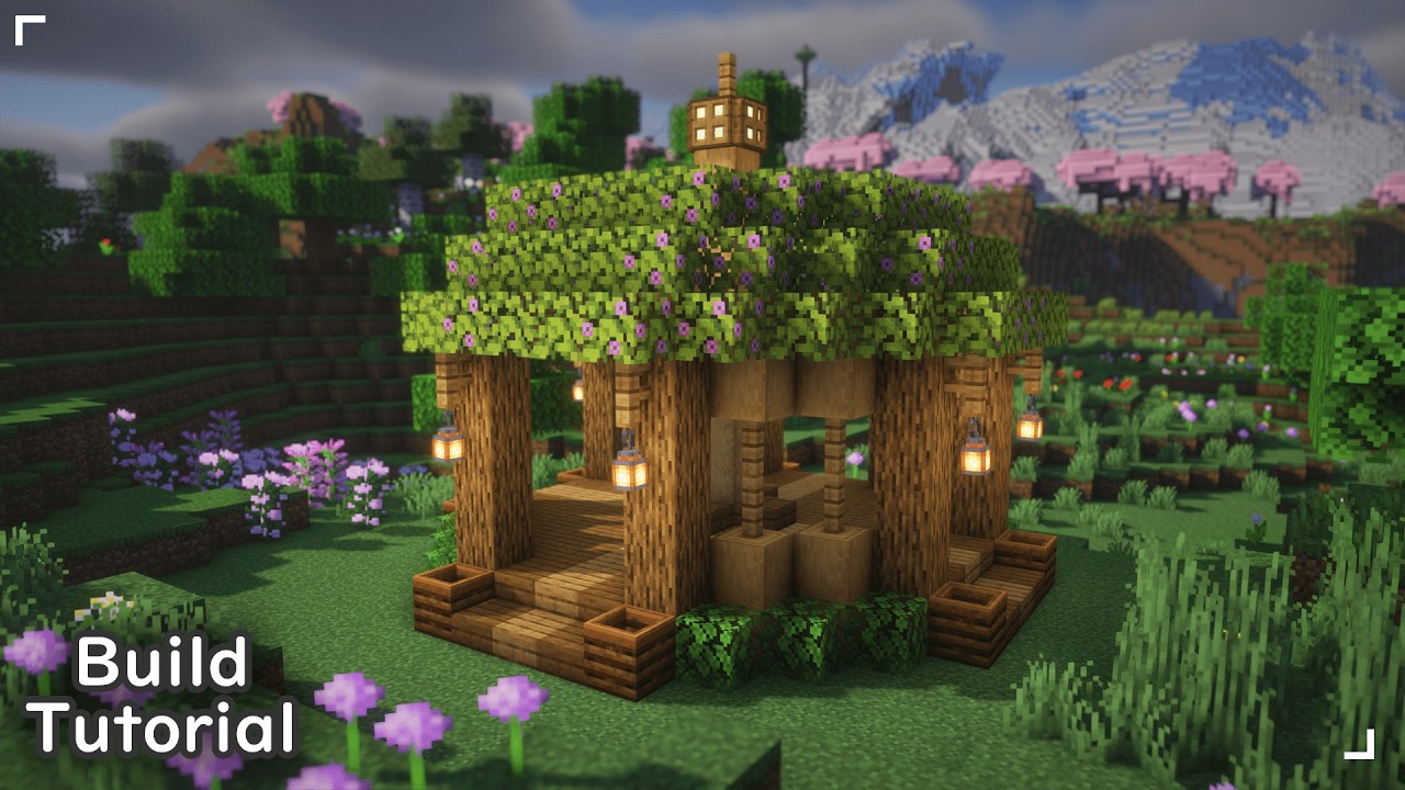 [Minecraft Tutorial] 🌱 Wooden Park Gazebo 🛖 - YouTube