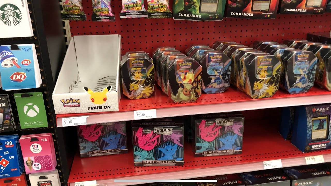 Pokémon Target restock Evolving skies ETB and Tins!!! - YouTube