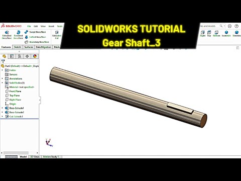 SolidWorks Shaft with Single Keyway | Gearbox 3D CAD Modeling Tutorial ...