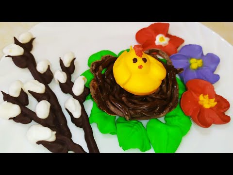 УКРАШЕНИЯ для куличей. САХАРНЫЕ украшения. ГНЕЗДО из шоколада. - YouTube