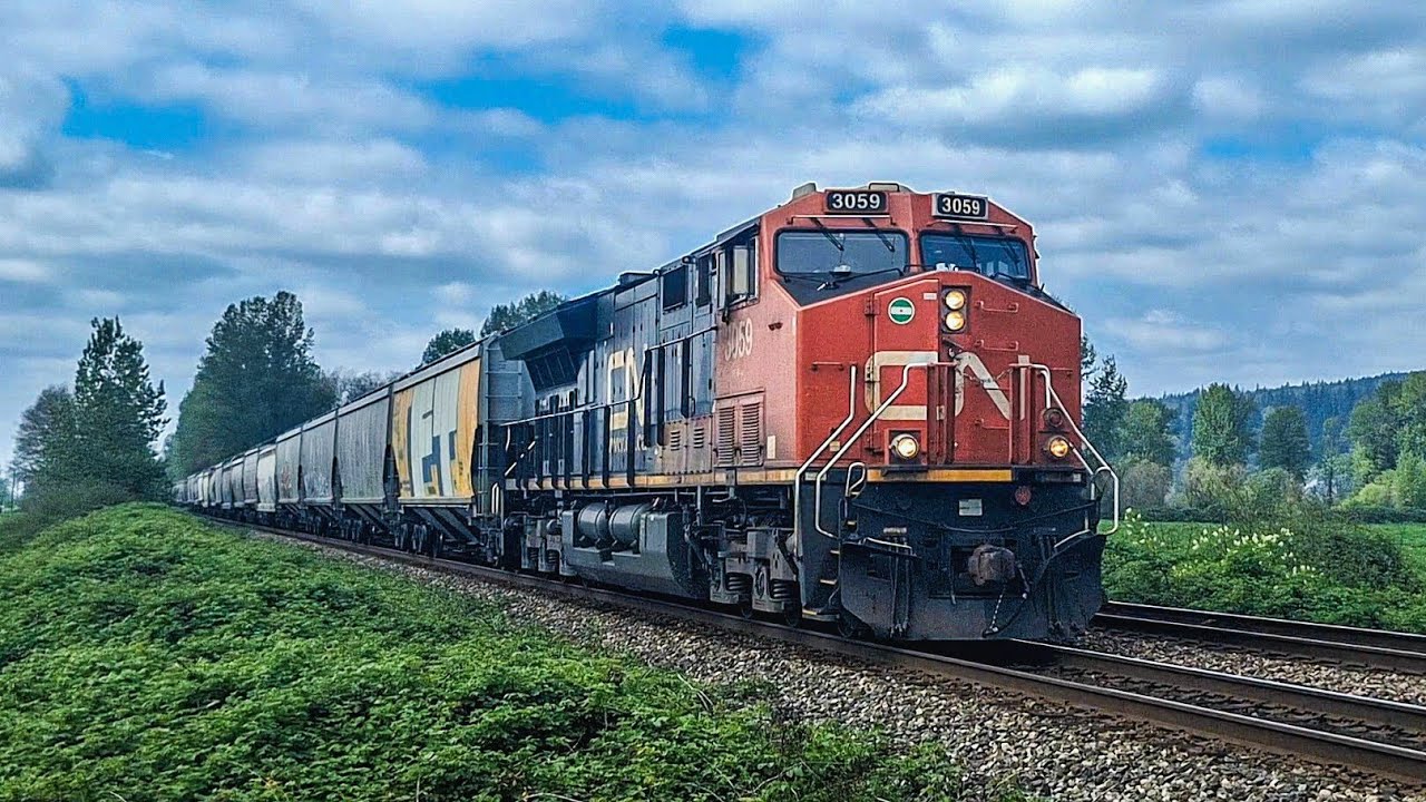 Grain Train In The Valley! CN Grain Train At Glen Valley BC Canada - YouTube