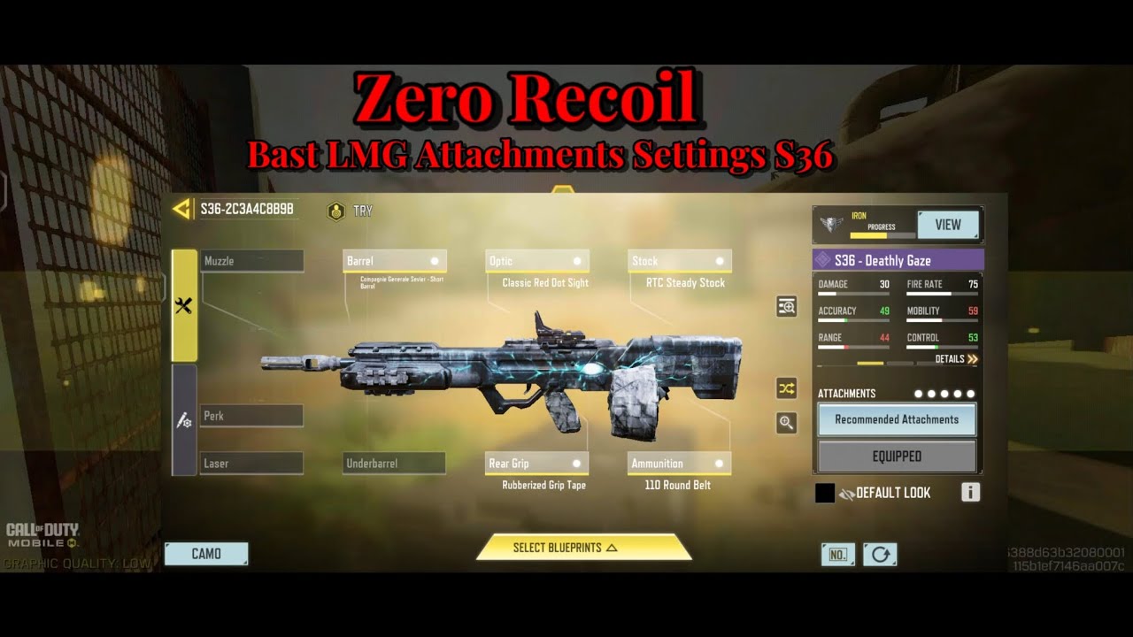 Zero Recoil Best LMG Attachments Settings S36 in Call of Duty Mobile ...