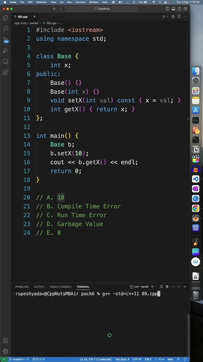 Constant Member Function In C Class Cppprogramming Youtube
