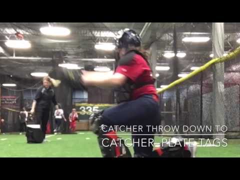 Catcher Cardio Drill- throw downs and tags at the plate- softball - YouTube