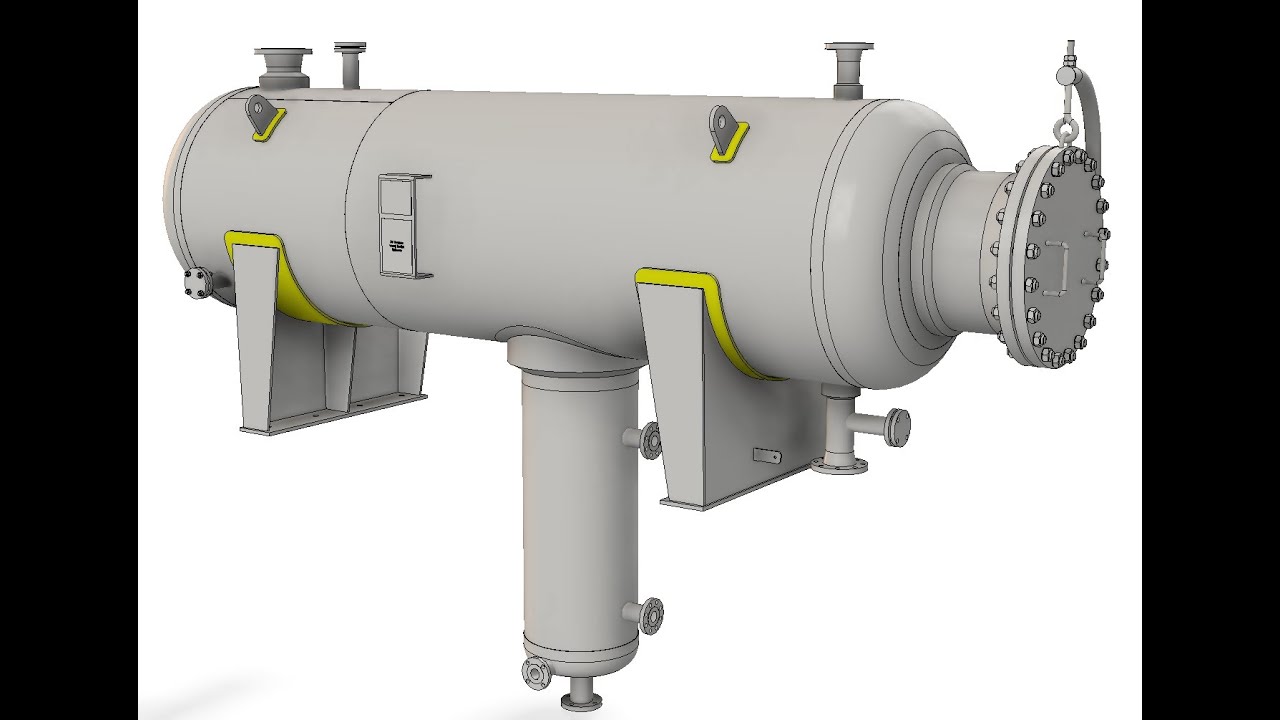 Live Demo for a tilted Vessel with support saddles and drain sump by ...