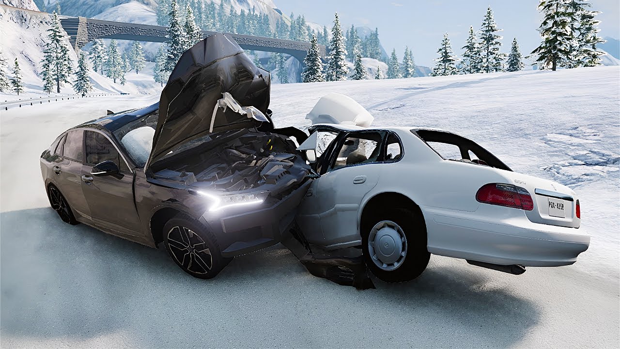 Snow & Ice Road Crashes – BeamNG.Drive | StopDrive - YouTube