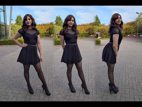 Crossdresser Wearing Cute Dress and Heels