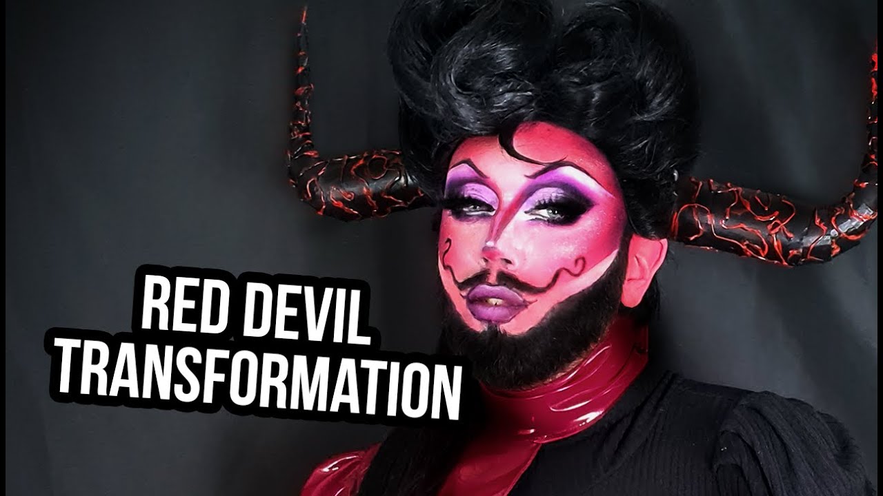 Devil Halloween Costume | Bearded Drag Queen Makeup Transformation ...