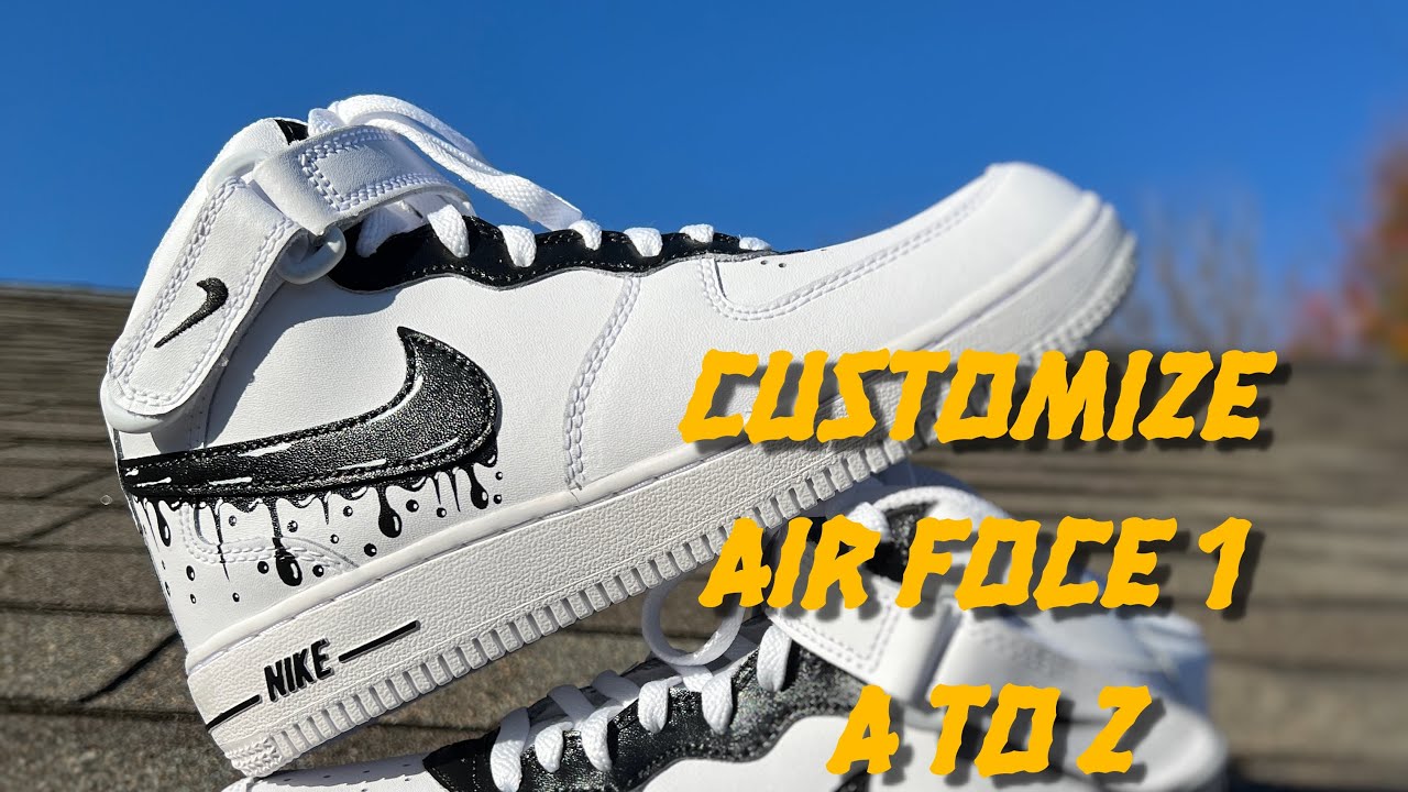 How to custom Nike AF1 Mid black drip By Yourself - YouTube