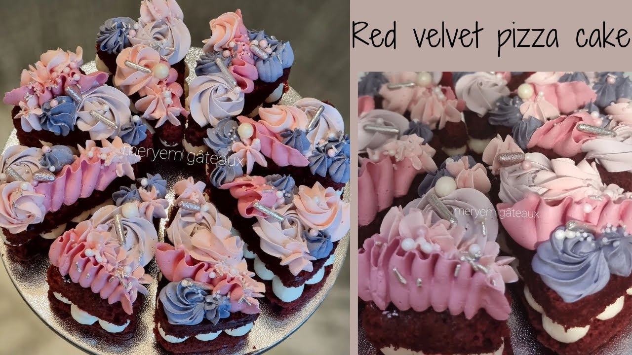 Red velvet pizza cake - YouTube
