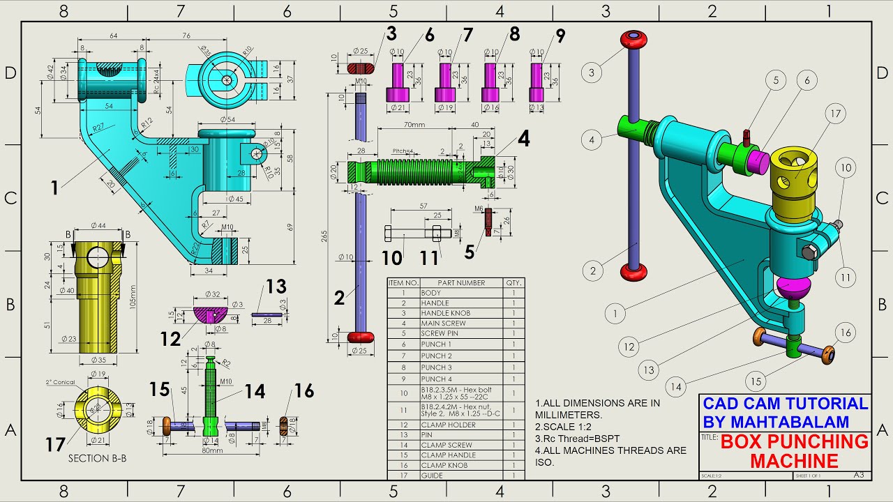 Box Punching Machine in SolidWorks | SolidWorks Parts and Assembly ...