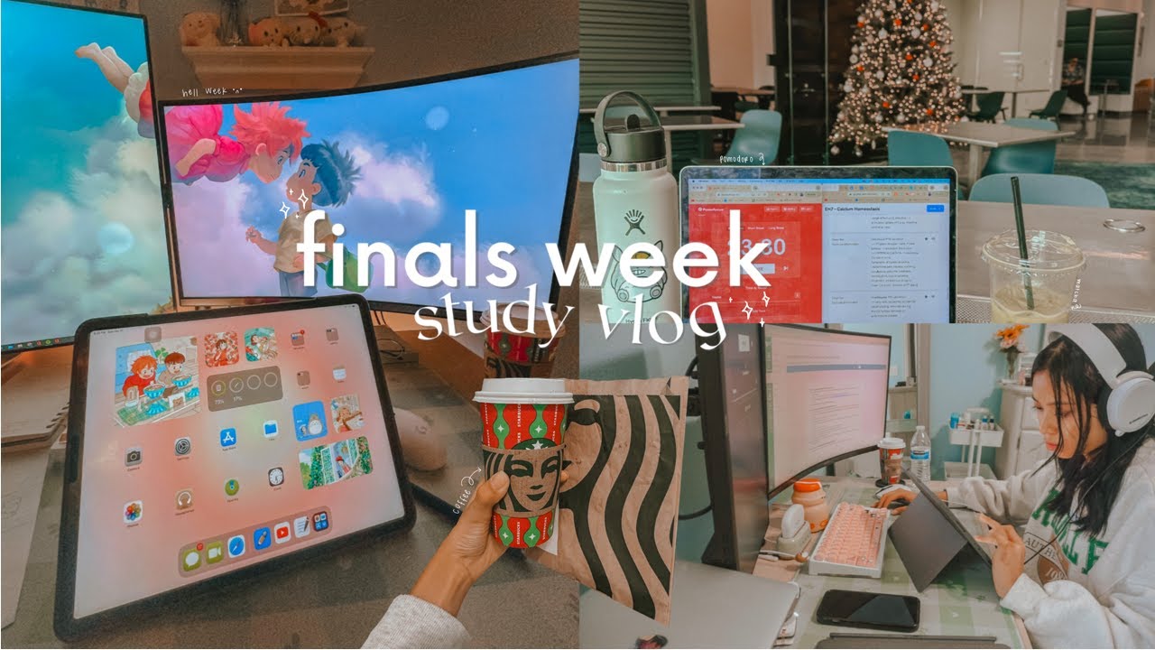 productive final exams study vlog 🌙 coffee shop, late night stu(dying ...