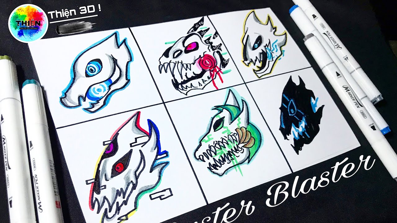 Vẽ Sans How to draw Gaster Blaster/Cách Vẽ Au gaster blaster . - YouTube