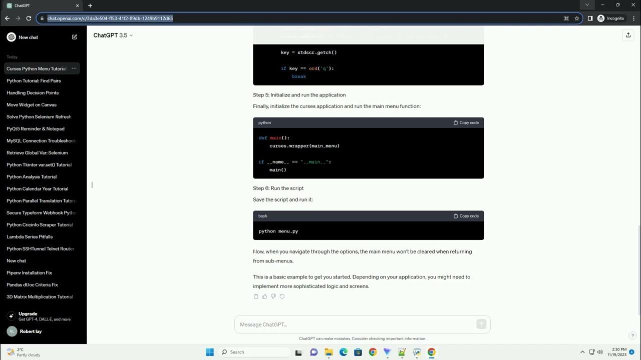 Curses Python Don T Clean Window When Back In Main Menu Youtube