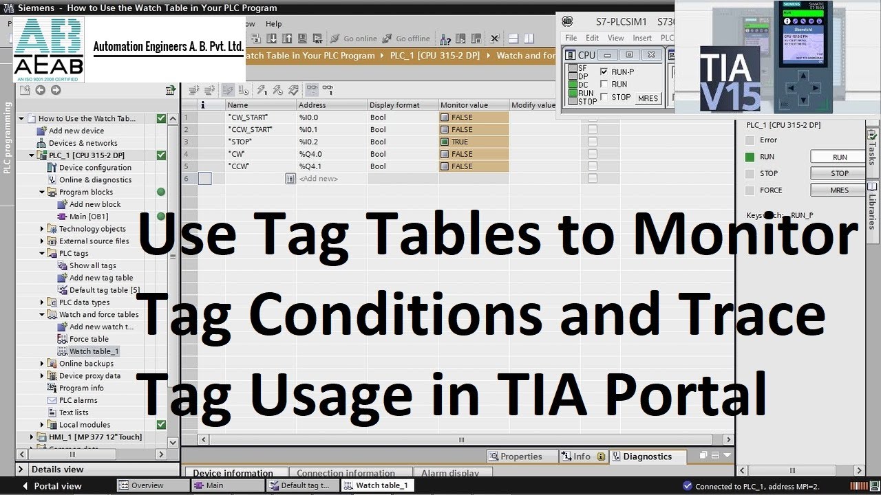 Use Tag Tables to Monitor Tag Conditions and Trace Tag Usage in TIA ...