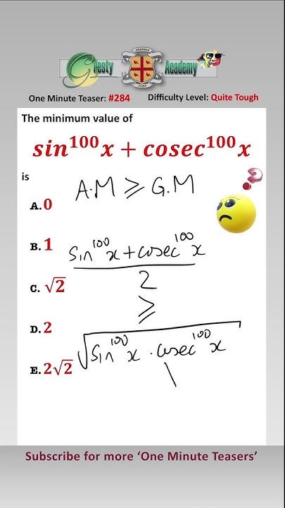 Can You Find the Minimum Value of this Tricky Trigonometric Expression? #mathsshorts #minimum ...