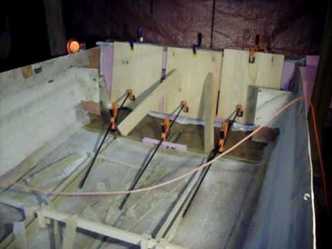 seacast stringers and transom prep work - YouTube