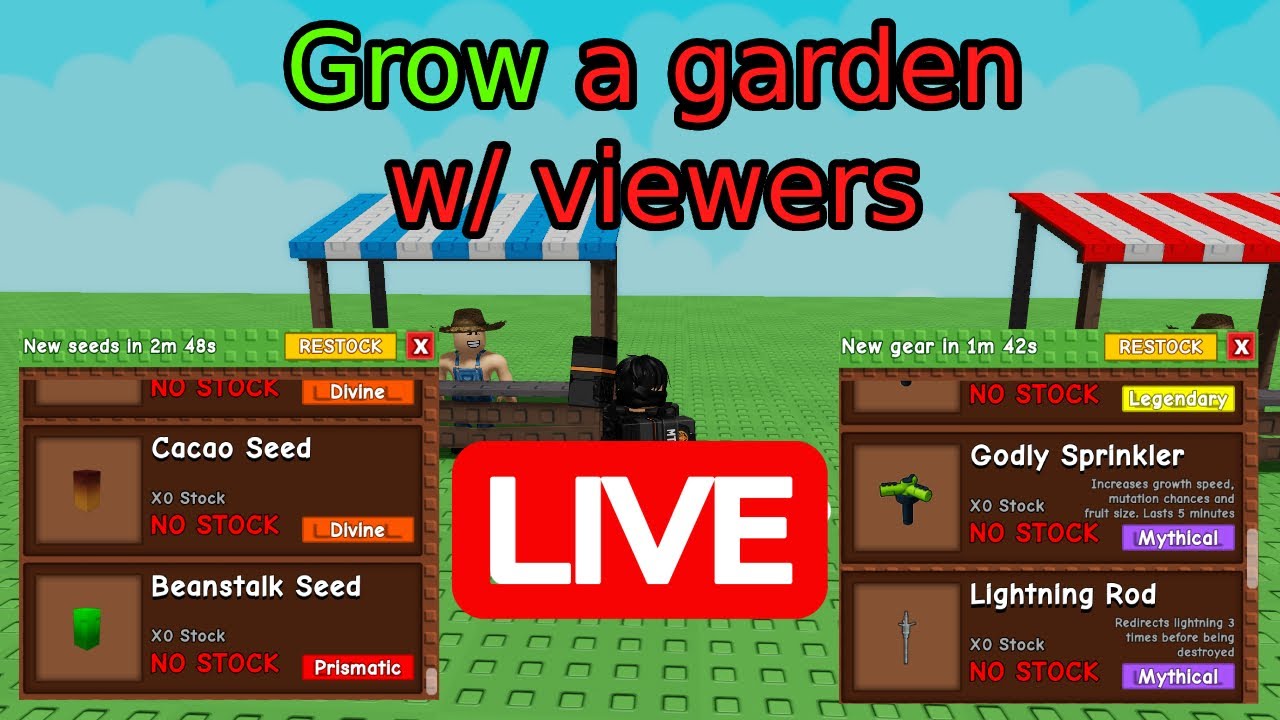 [🥕Grow a Garden🥕] Seed, Gear & egg stock + Giveaways! [🔴LIVE🔴} - YouTube