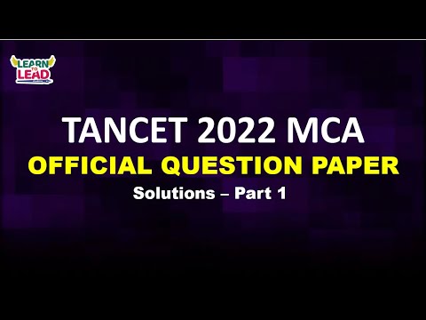 TANCET MCA 2022 | Official Question Paper | Answers | Part 1 #tancet2023mca - YouTube
