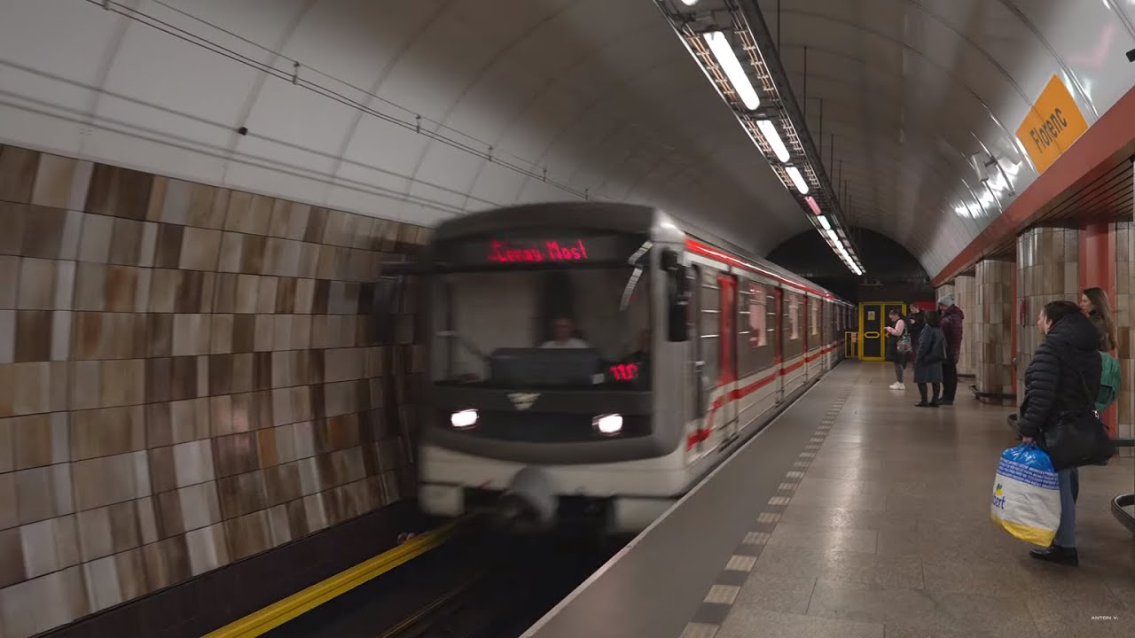 Czech Republic, Prague, Metro night ride from Florenc to Křižíkova ...