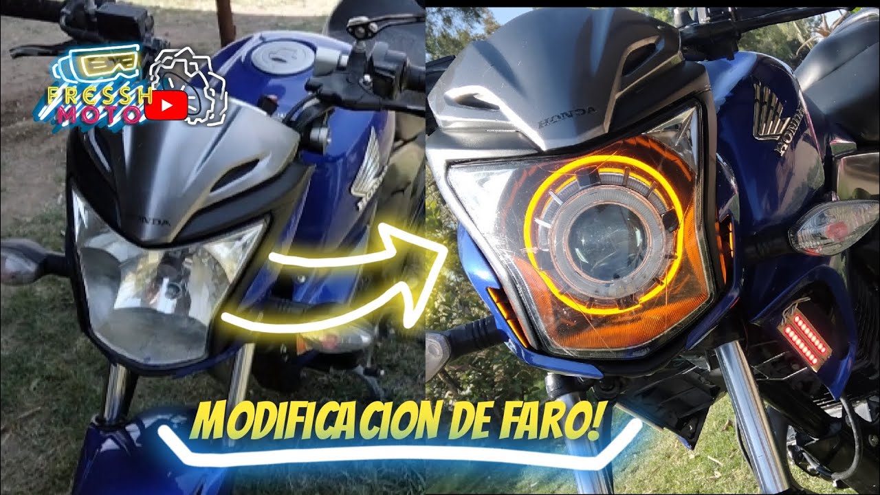 🔥se logró!🤩👌modificamos el faro ☄️ Honda invicta 150💪🚀 proyector y ojos ...