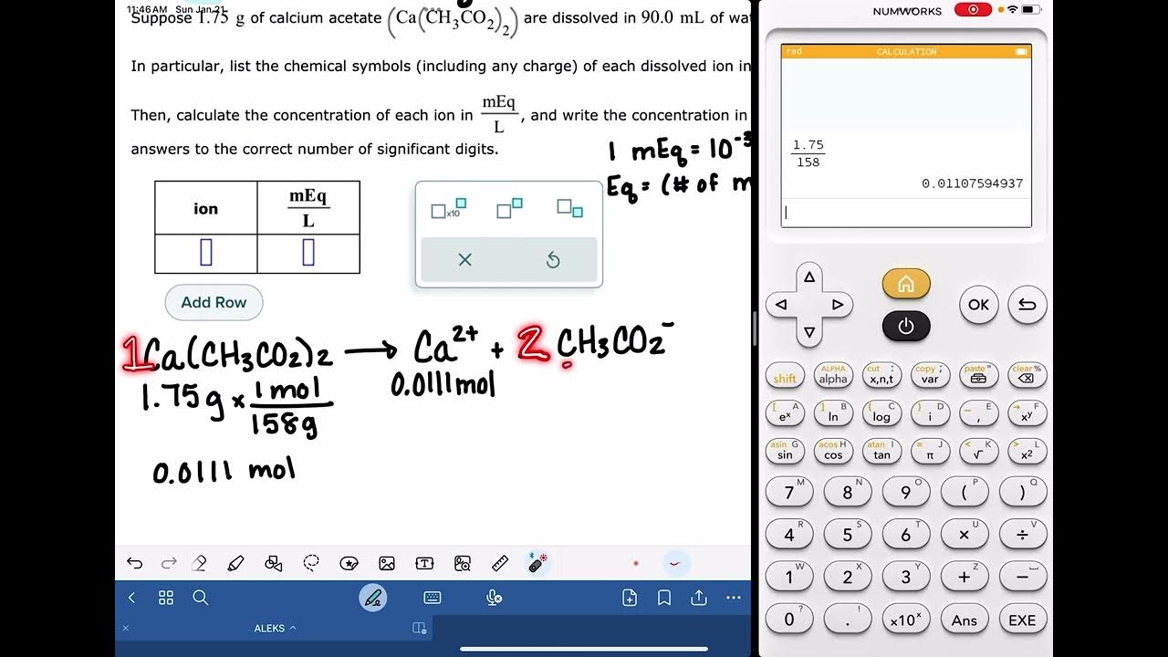 ALEKS: Calculating ionic solution composition in equivalents - YouTube