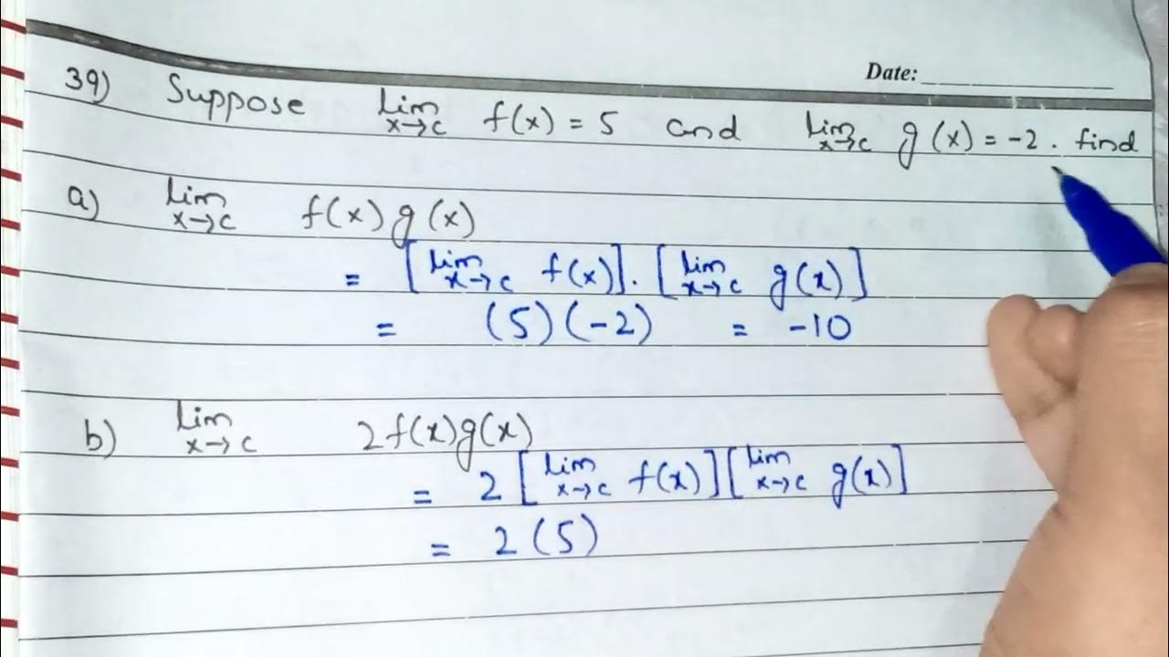 Thomas Calculus| Exercise 2.2| Q39 Solved| Using Limit Rules - YouTube