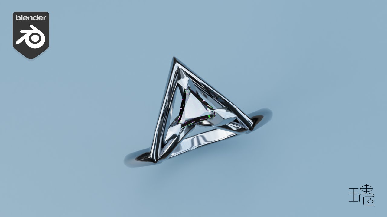 Jewelry Design In Blender Tutorial 230 Time-lapse：Triangle Diamond Ring ...