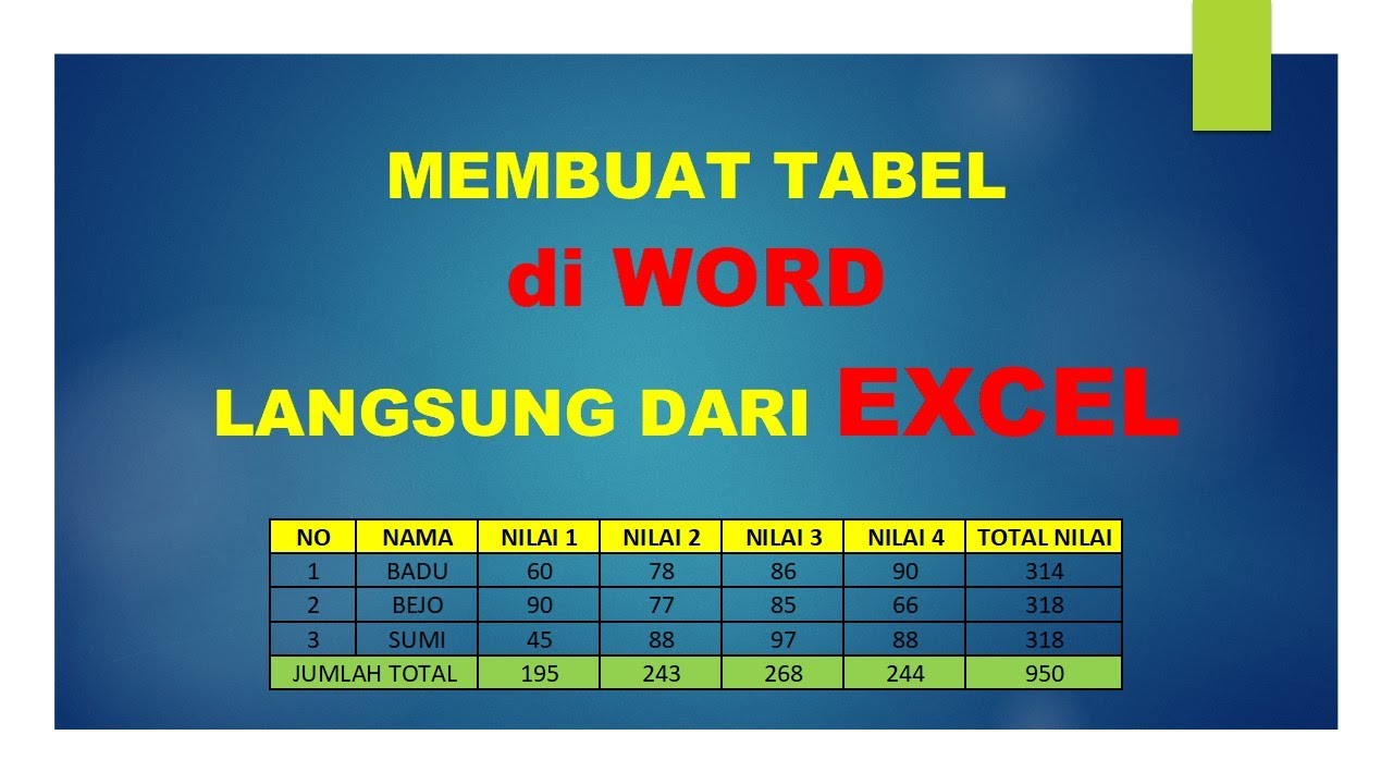 Membuat Tabel di Microsoft WORD Langsung dari EXCEL - YouTube