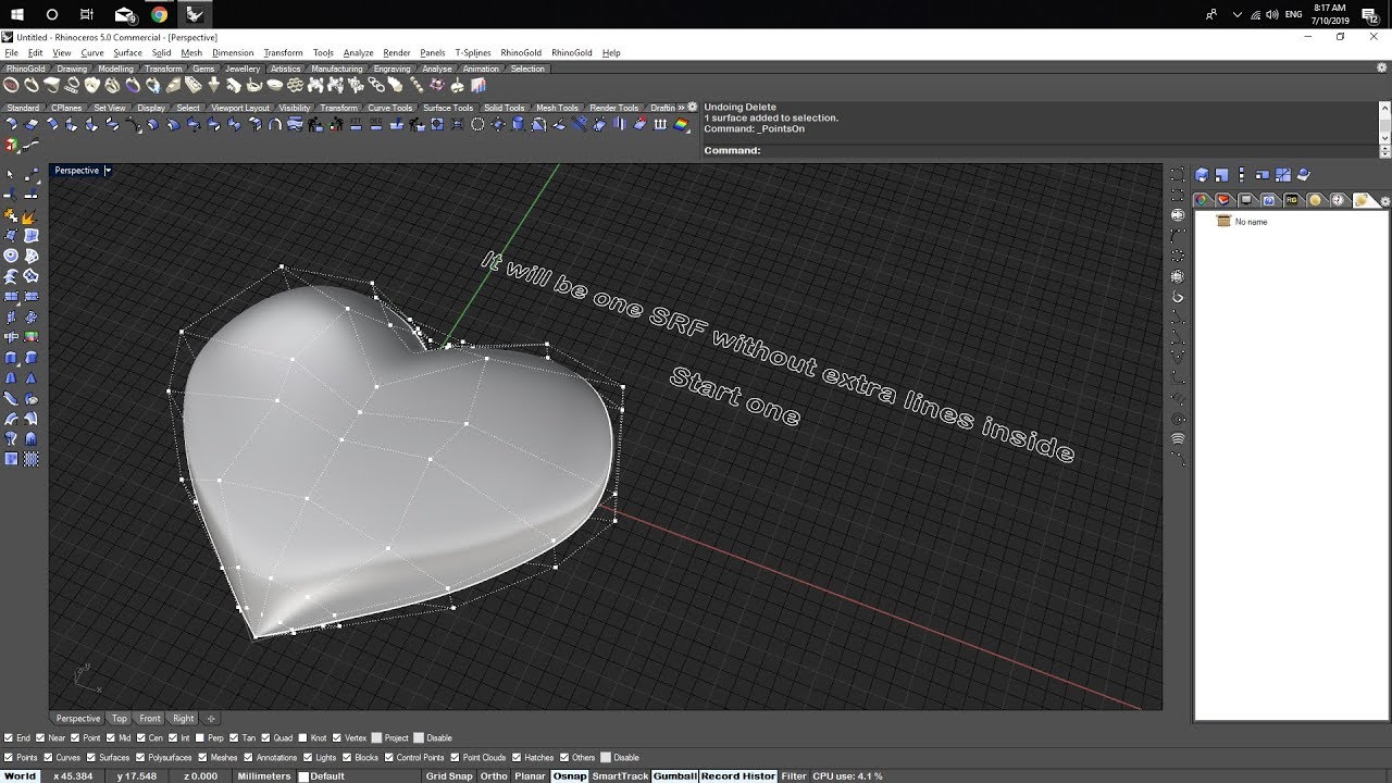Heart Shape surface in #Rhino without TSPLine from just a Sphere - YouTube