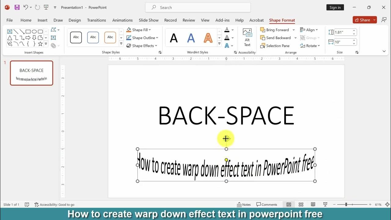 How to create warp down effect text in PowerPoint free - YouTube