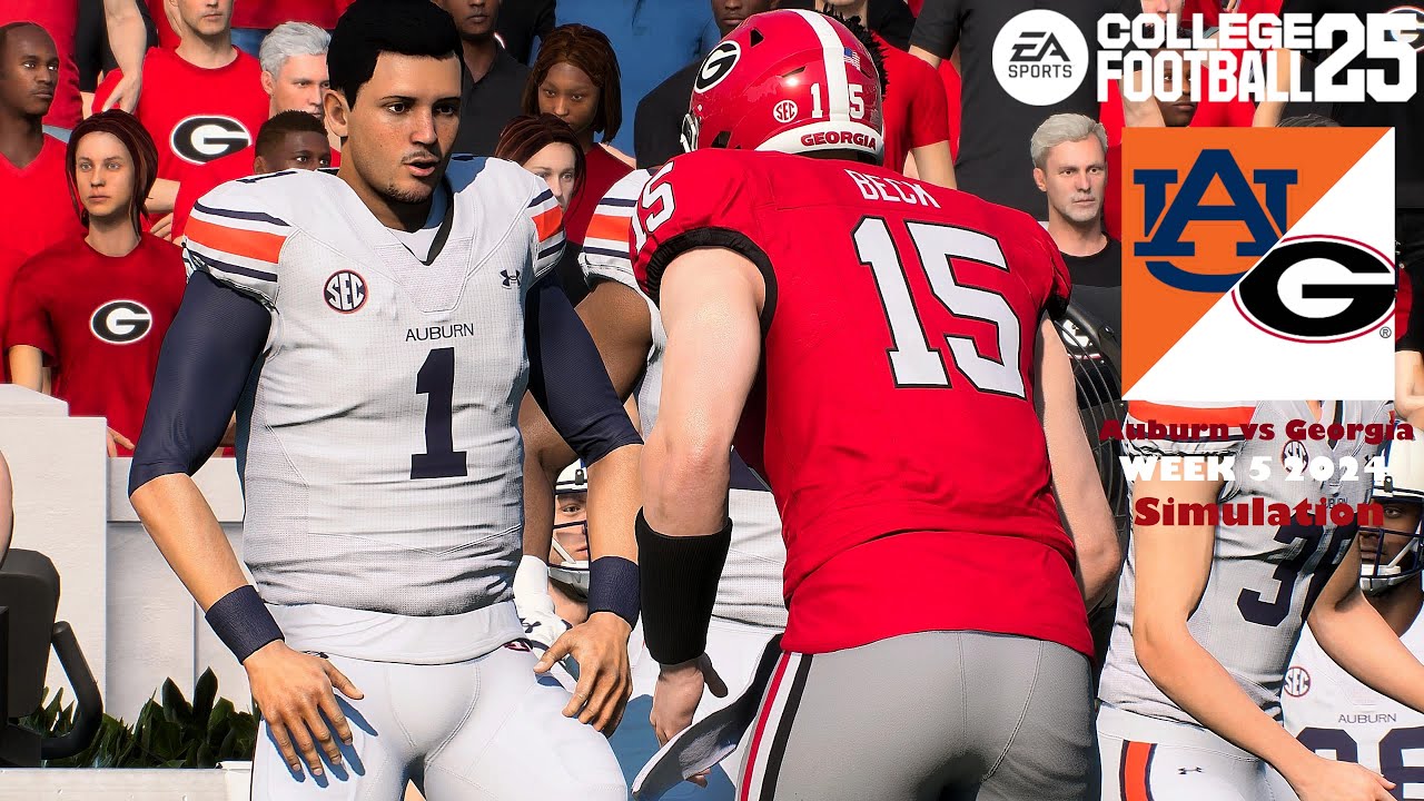 EA College Football 25 Auburn Tigers vs Georgia Bulldogs Week 5 2024 ...