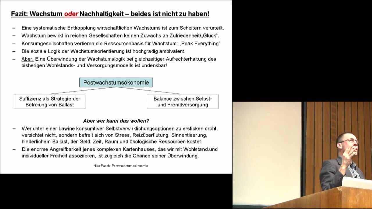 Postwachstumsökonomie Prof. Niko Paech - Teil 7 - YouTube